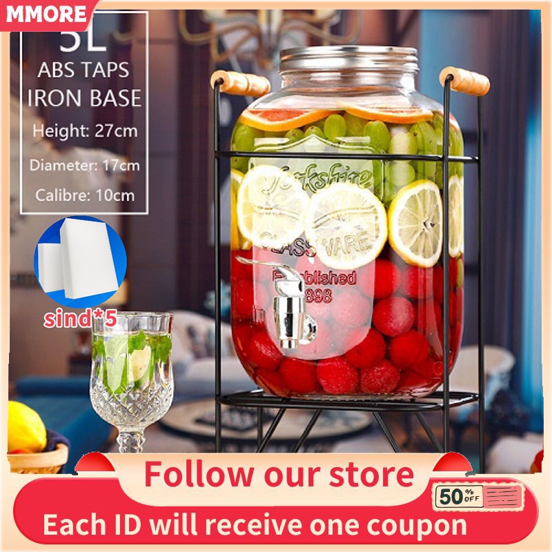 4L 5L 8L 10L Water Pitcher Glass Juice Beverage Glass Jar Dispenser ...