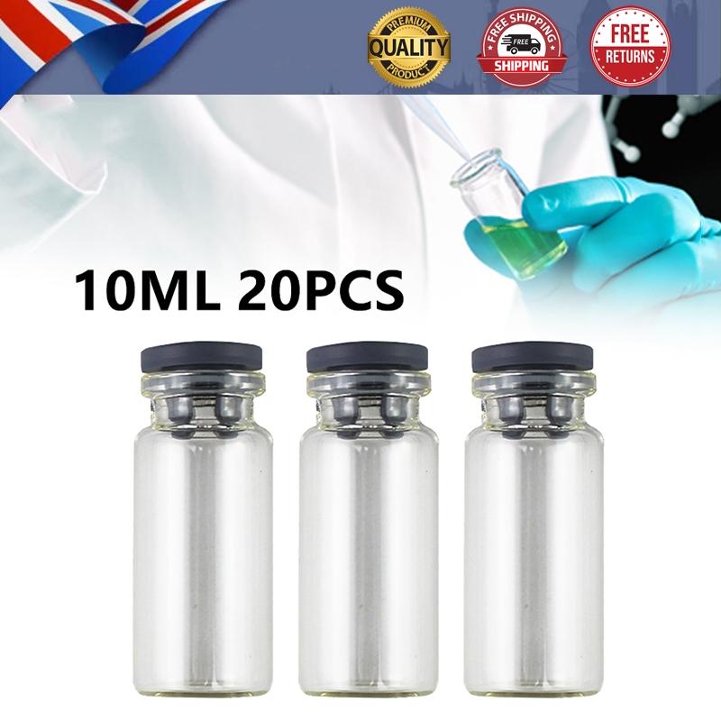 20pcs 10-30ml Glass Vials Butyl Rubber Stopper Screw Cap Lab Home ...