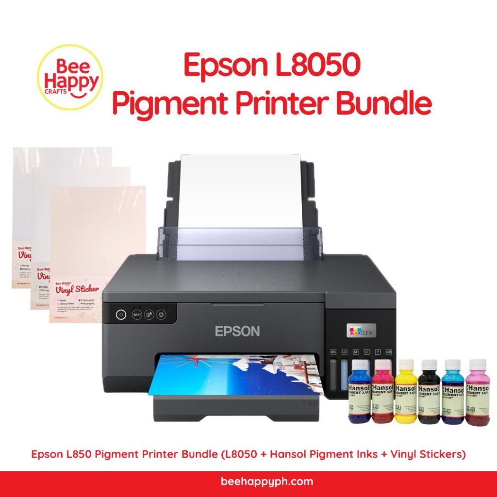 Epson L8050 Pigment Printer Bundle (L8050 + Hansol Pigment Inks + Vinyl ...