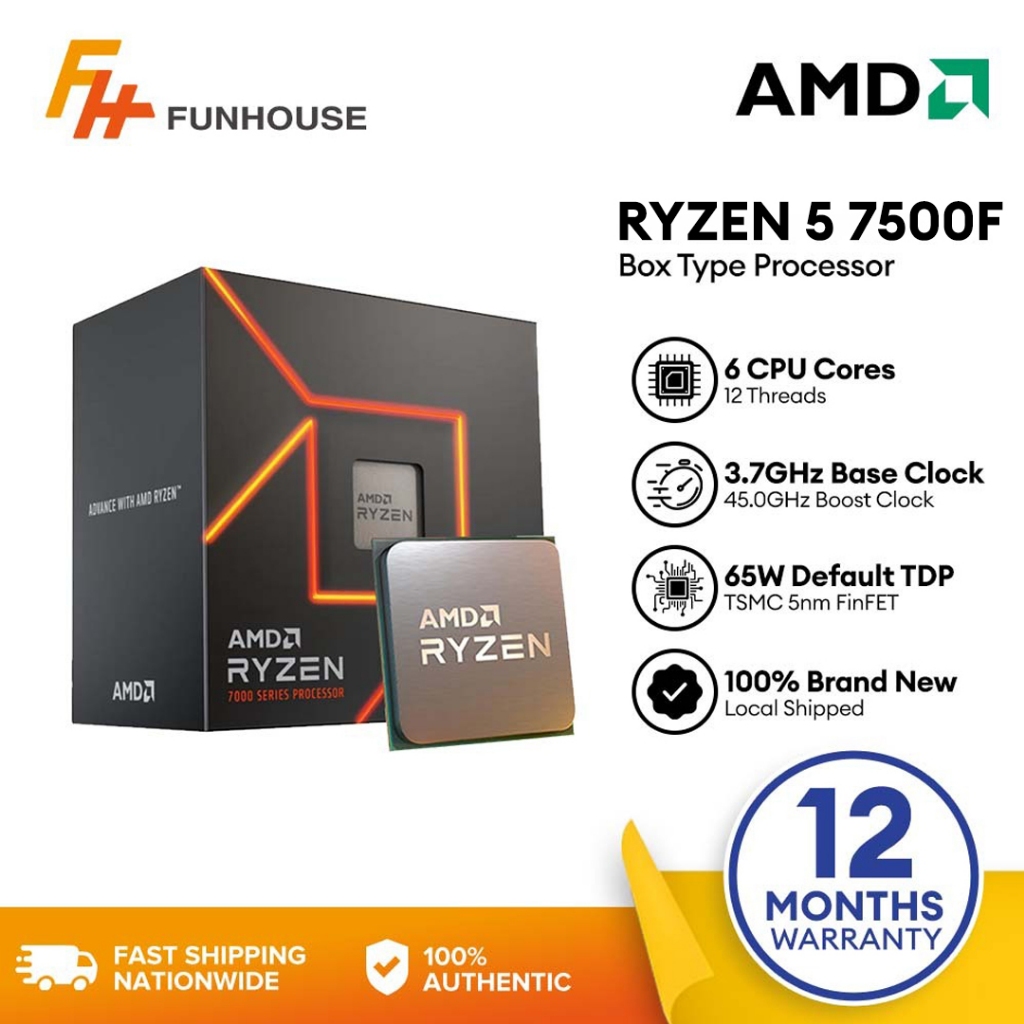 Funhouse | AMD Ryzen™ 5 7500F Desktop Processor (Socket AM5, CPU Cooler ...