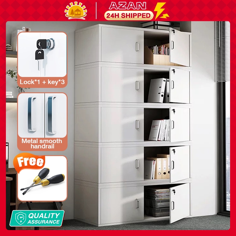 File Cabinet with Lock Wooden Locker Data Home Office Storage Cabinet ...