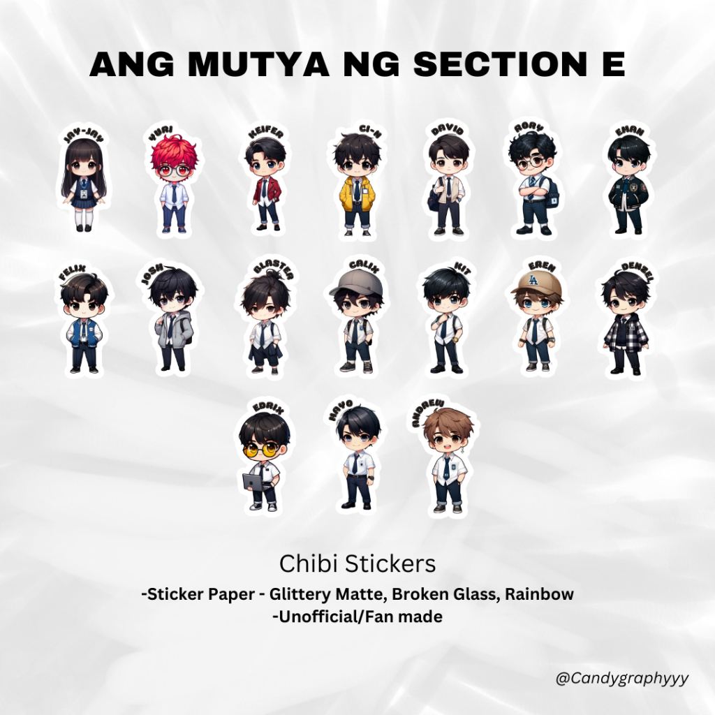 AMNSE (Ang Mutya ng Section E) Chibi Stickers (Yuri, Jay-Jay, Keifer) | Shopee Philippines