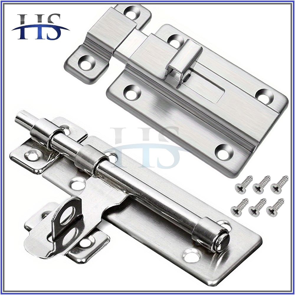 HS Stainless Steel Barrel Bolt Door Latch With Screws Hardware Door ...