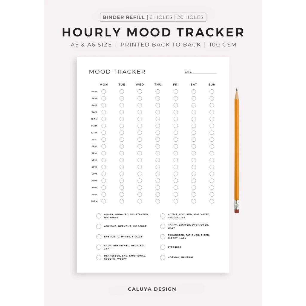 A5 A6 Hourly Mood Planner | A5 Binder Notebook Refill Pages | Notebook Binder Inserts | Shopee ...