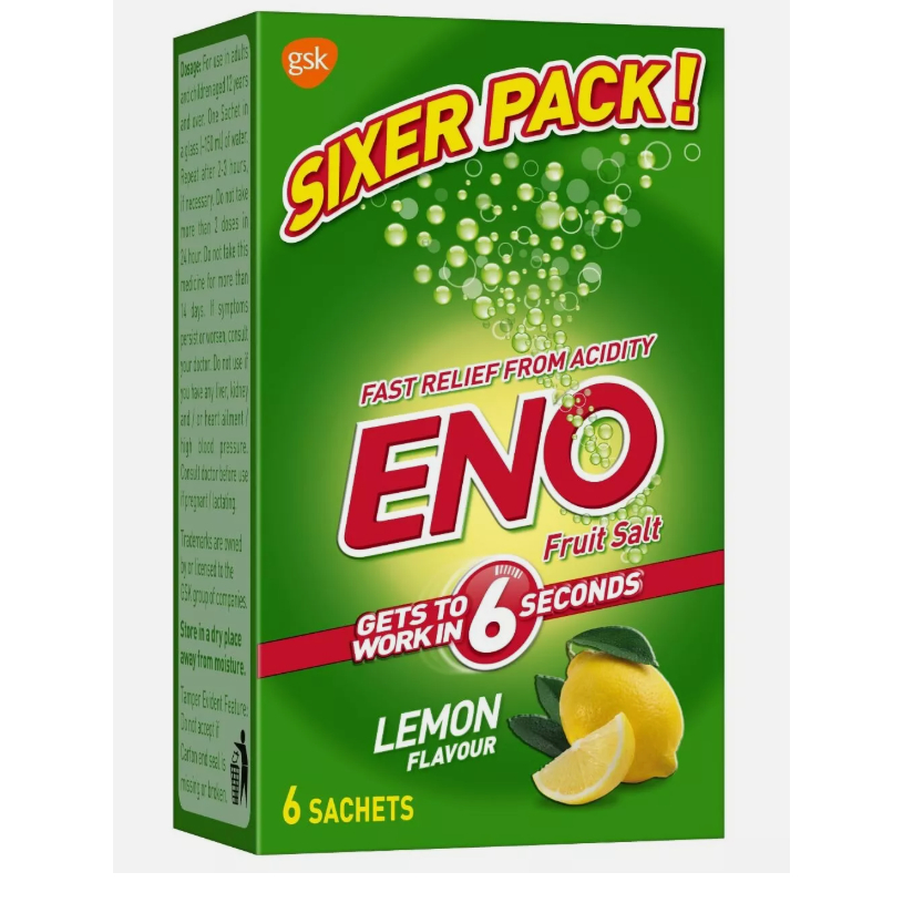 ENO Fruit Salt Antacid - Lemon Flavor - Sixer Pack - Fom India (30g ...