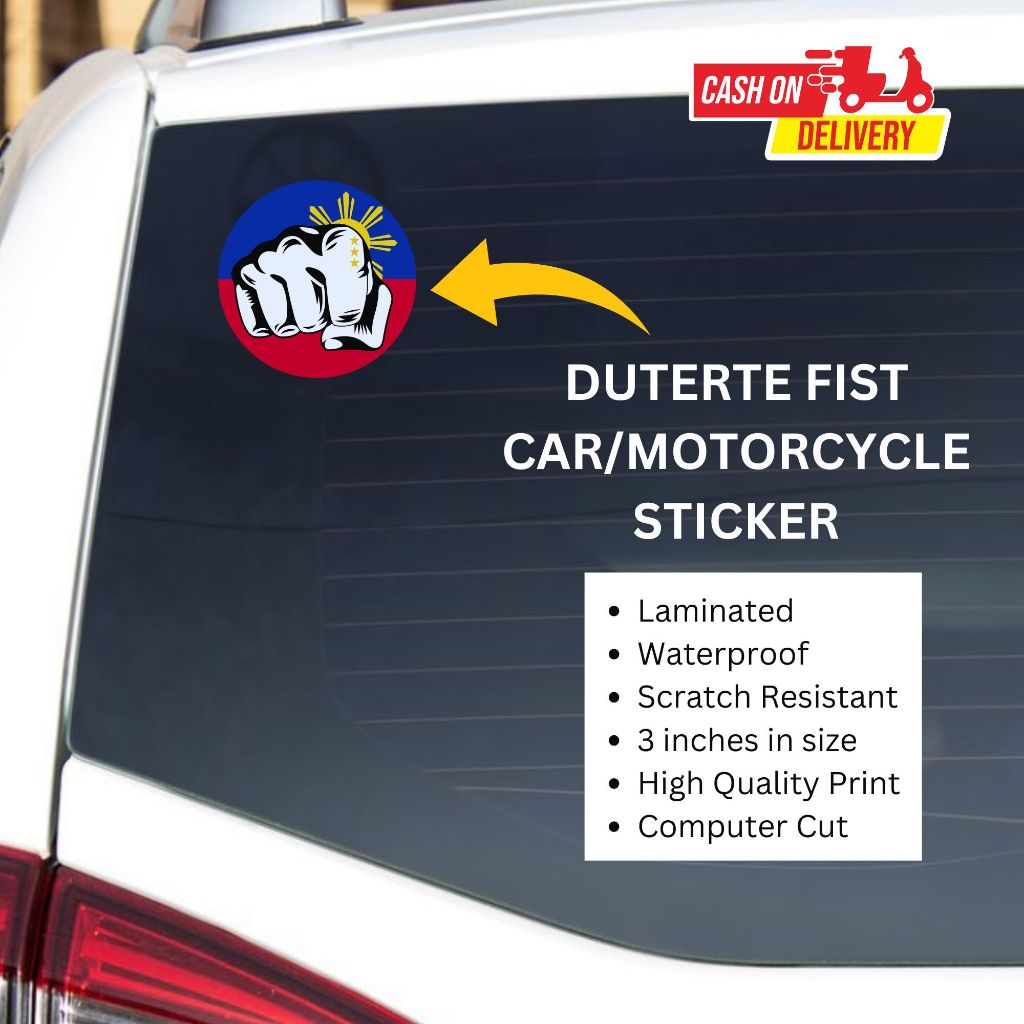 DUTERTE FIST COMPUTER CUT STICKER FOR CAR AND MOTORCYCYLES | Shopee ...