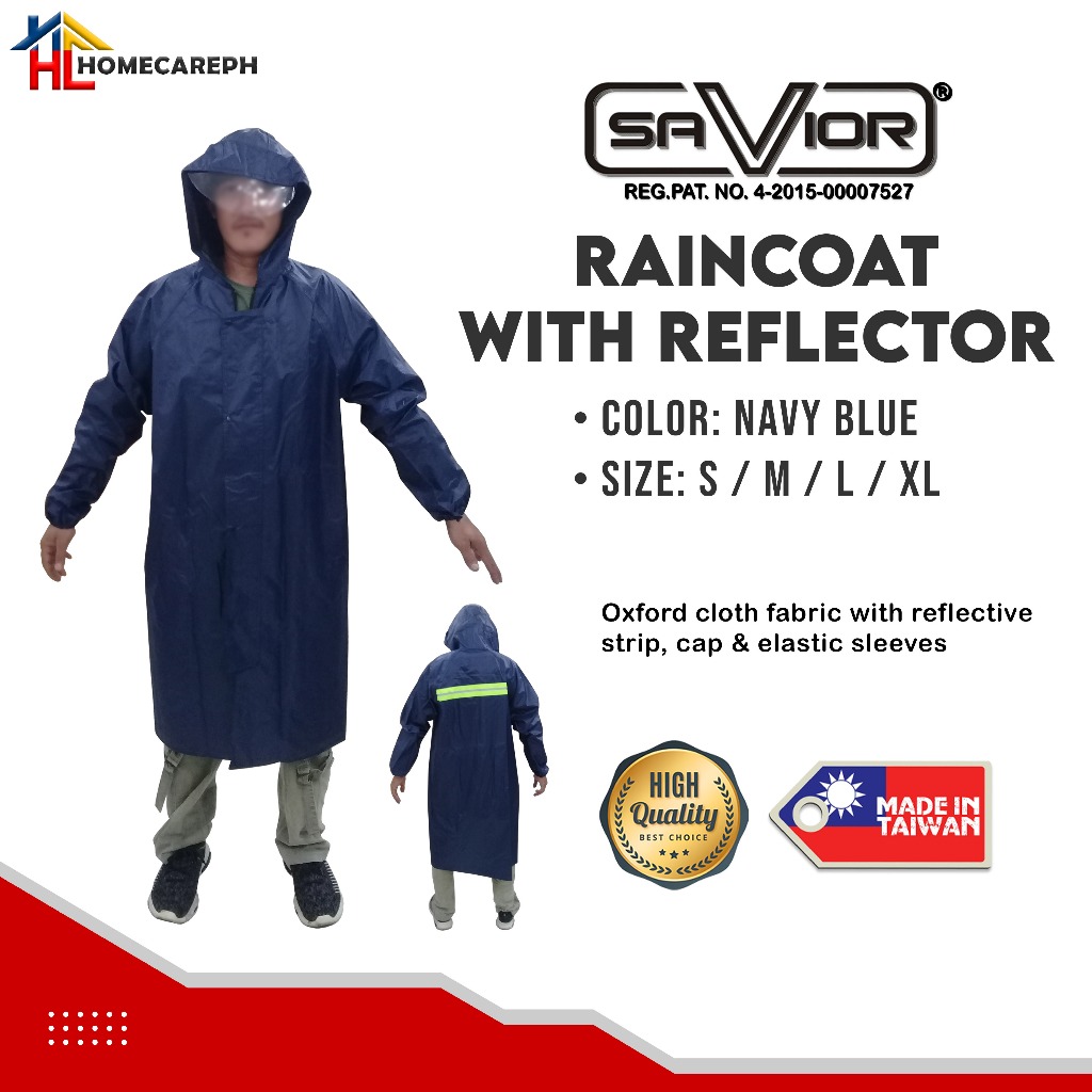Savior Raincoat with Reflector Navy Blue Unisex | Shopee Philippines