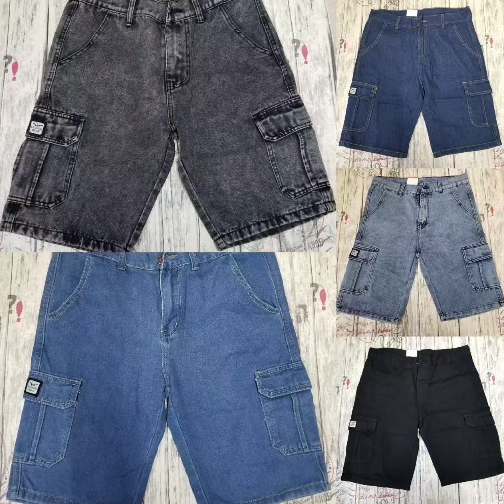 HOT SALE Fashion Washed Black Denim 6 Pocket Shorts | Shopee Philippines