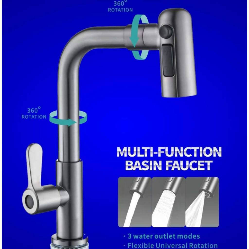 SUS304 Stainless Ash Gun Basin Faucet/ Kitchen Faucet 3 modes Flexible ...