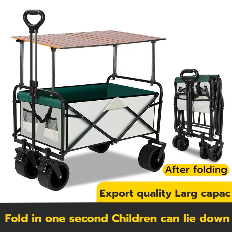 Camping trolley cart wagon trolley With Storage Basket Folding Wagon ...