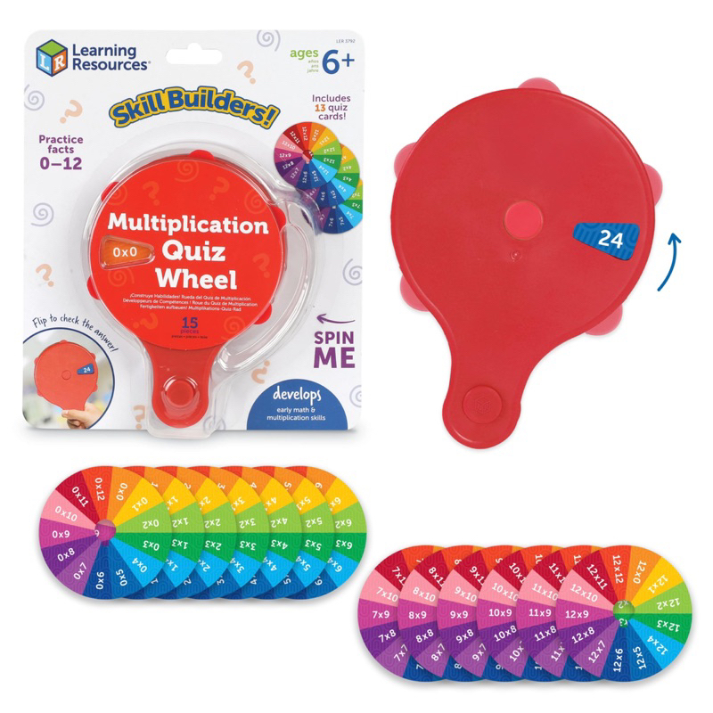 Learning Resources Skill Builders! Multiplication Quiz Wheel, Math Fidget Toy, Number Flash ...