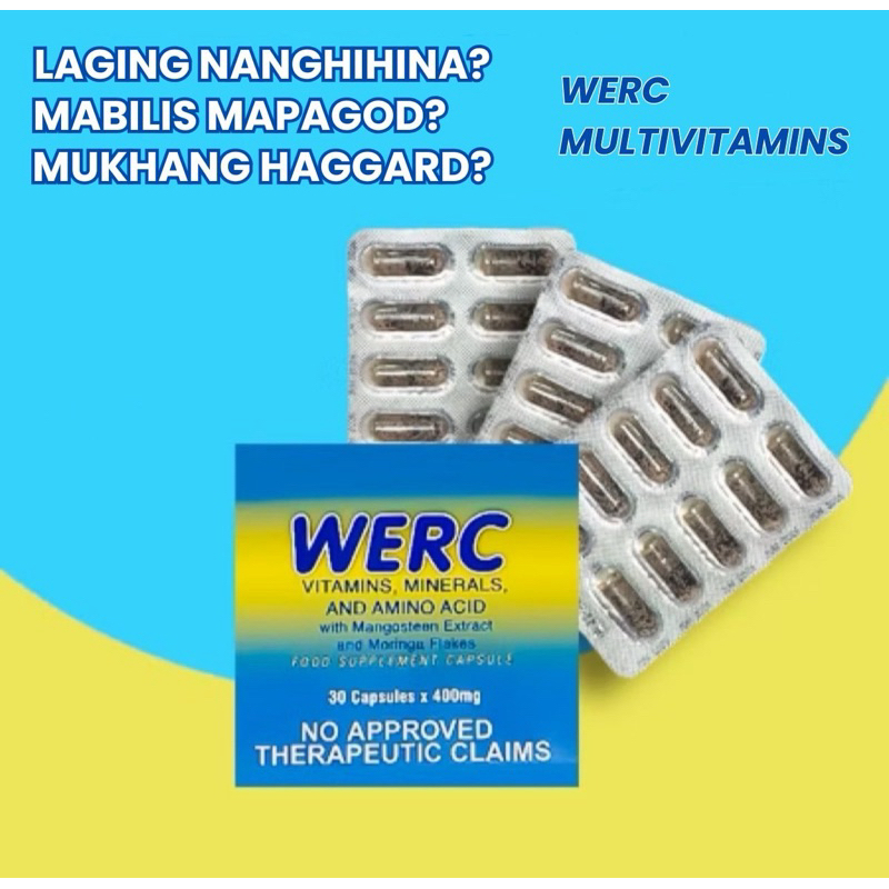 WERC MULTIVITAMINS 400mg (Mangosteen, Moringa, Vitamin E, Zinc, Amino ...