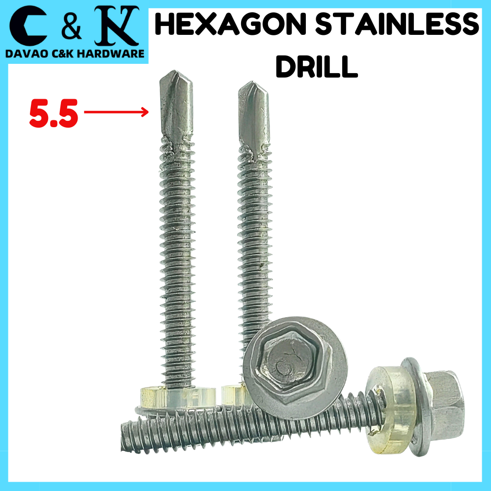 CK-S 5.5 Stainless Steel Hexagon Head Self-Drilling Screw w/ Washer for ...