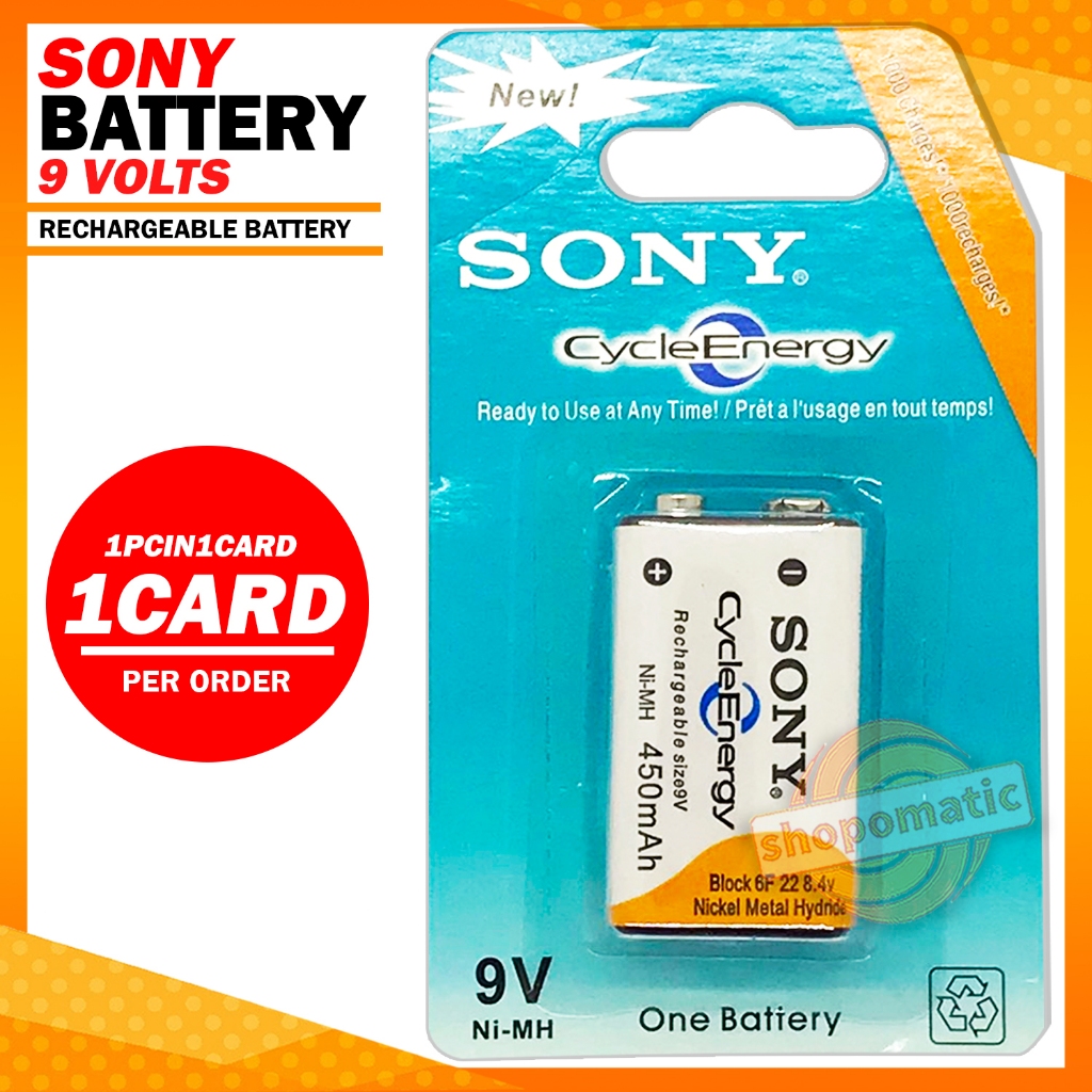 SONY 9V Rechargeable 9 Volts Battery (1PC) | Shopee Philippines