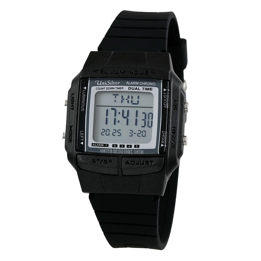 UniSilver TIME Men's (Unisex) ALL Black Digital Rubber Watch KW5132 ...