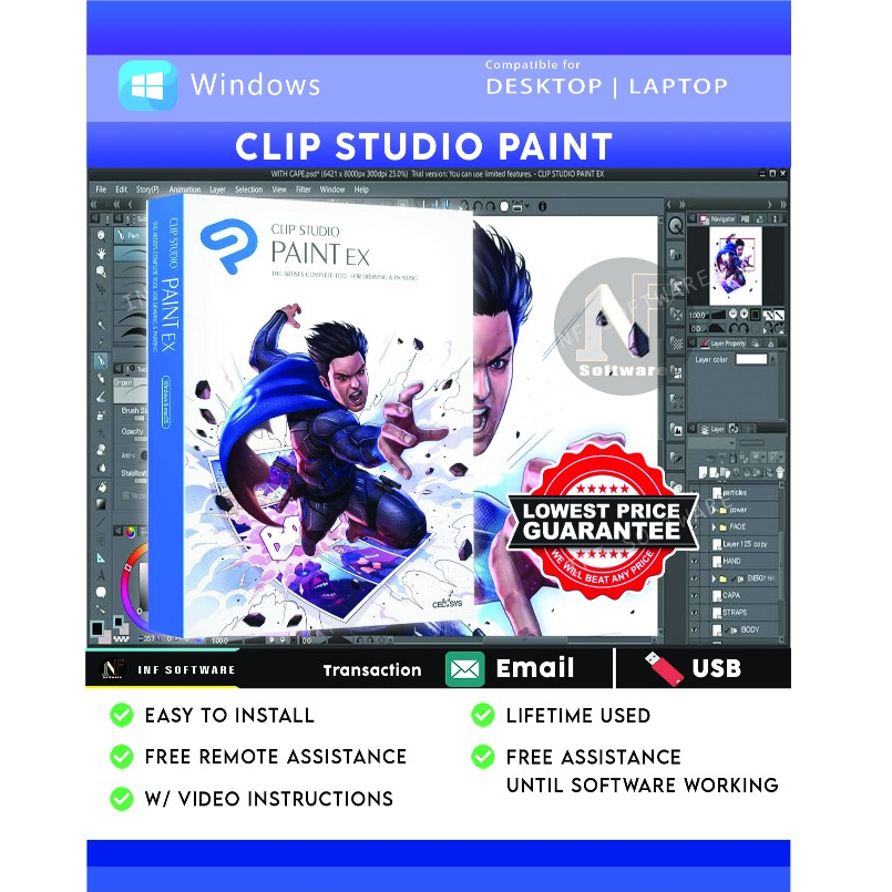 Clip Studio Paint 2D Drawing Software for Windows Lifetime used ...
