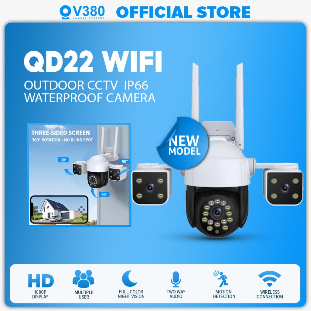 V380 QD22 CCTV Camera three pictures on the same screen IP66 Waterproof ...