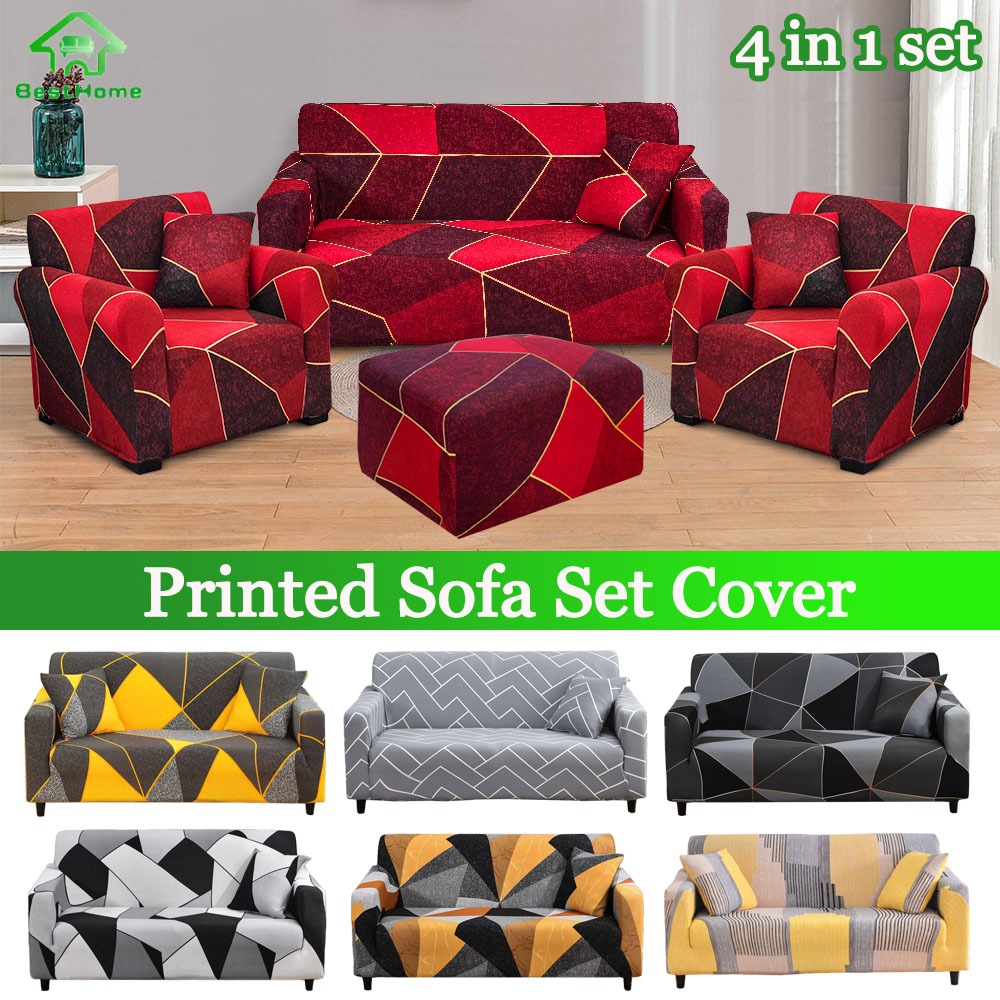 4 in 1 Sofa Cover Set Sala Set Sofa Cover 2 Single and 3 Seater Sofa ...