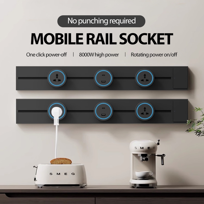 Movable Power Track Socket Outlet Universal Adapter Socket Embedded ...