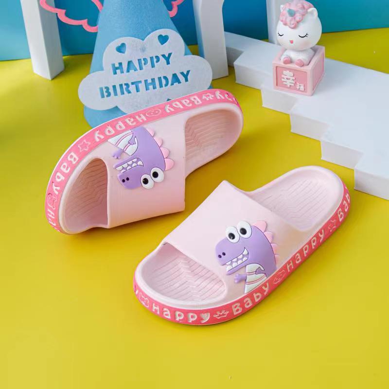 𝐏𝐄𝐀𝐂𝐇】Fashion Slipper With Dinosaur Design Happy Baby Slip on Slippers ...