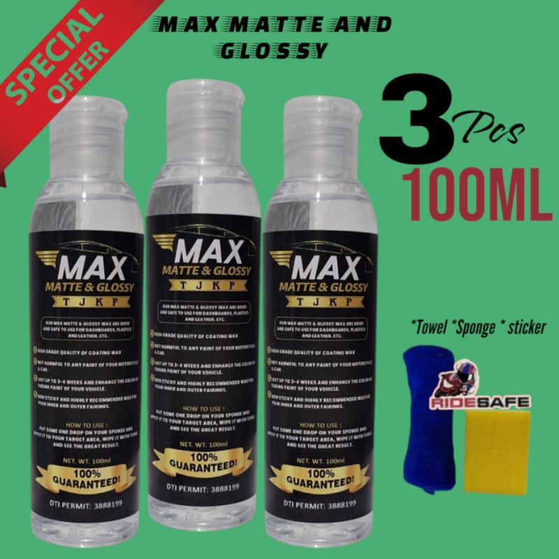 MAX MATTE AND GLOSSY COAT BUY 1 TAKE 2 100ML WAX with TOWEL & 1FOAM ...