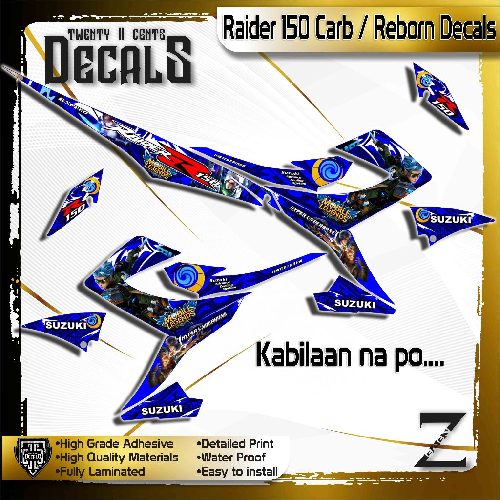 Suzuki raider 150 carb / reborn Decals High-Quality Stickers (gusion ...