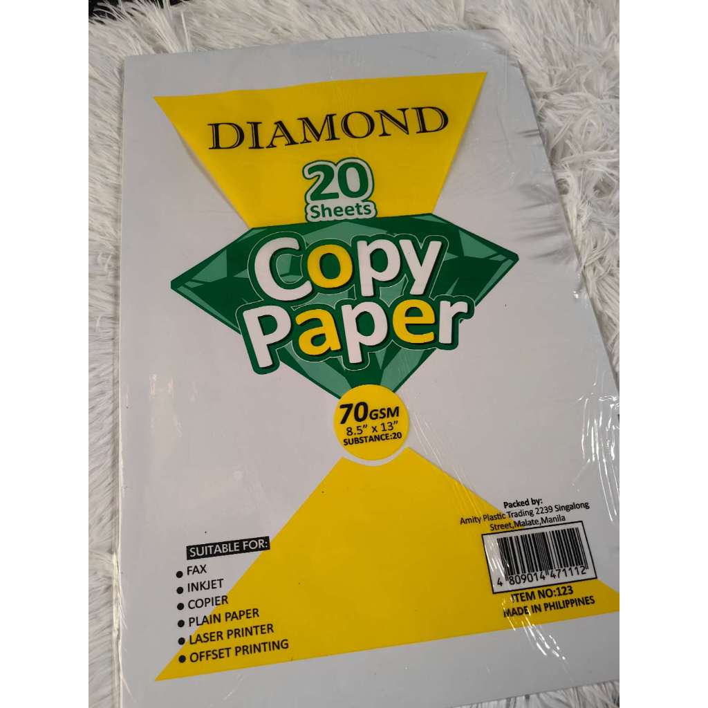 20 Pcs Diamond Hard Copy Bond Paper All Purpose | Shopee Philippines