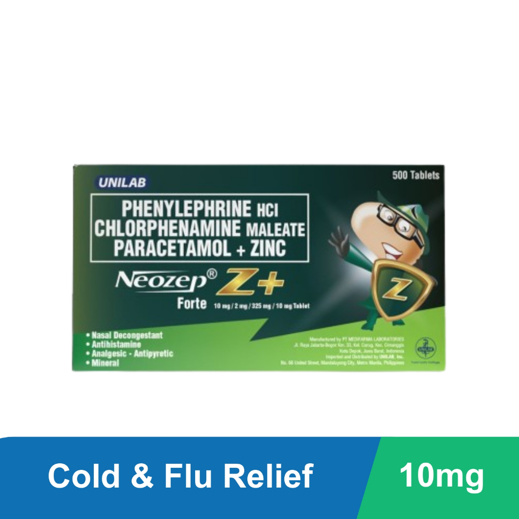 Neozep Z+ Forte (10 Tablets) - Phenylephrine + Chlorphenamine ...