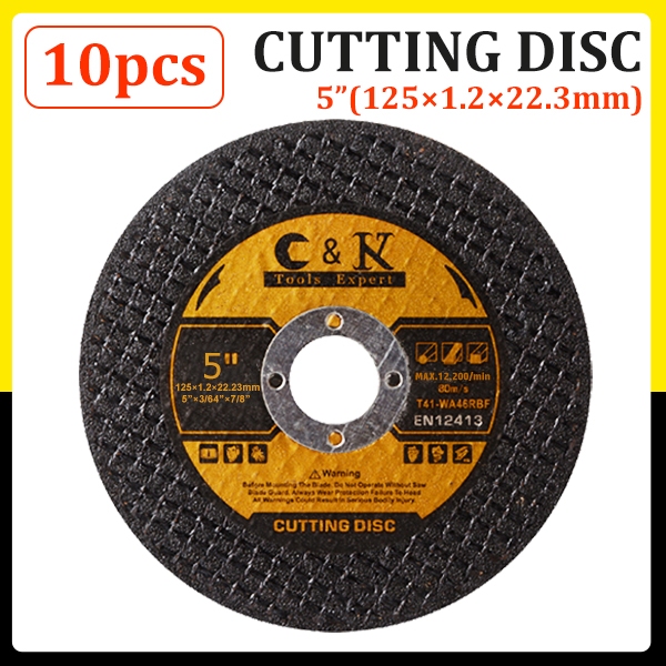 C&K 10pcs Cutting Disc 5'' 125×1.2×22.23mm For Metal Iron Stainless ...