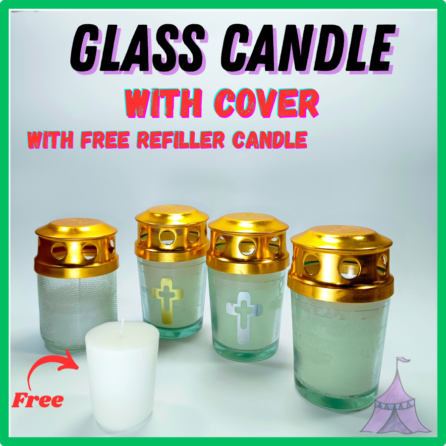 Smokeless Candle windproof Glass Candle with Cover Free Refiller Candle ...