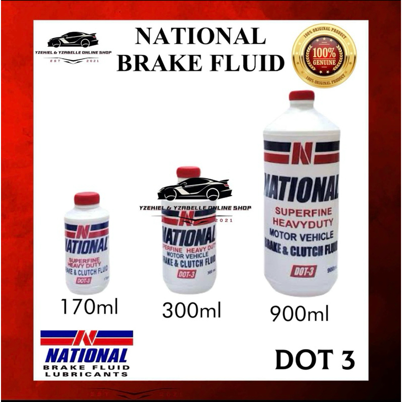 NATIONAL BRAKE & CLUTCH FLUID DOT 3 170ml / 300ml & 900ml | Shopee ...