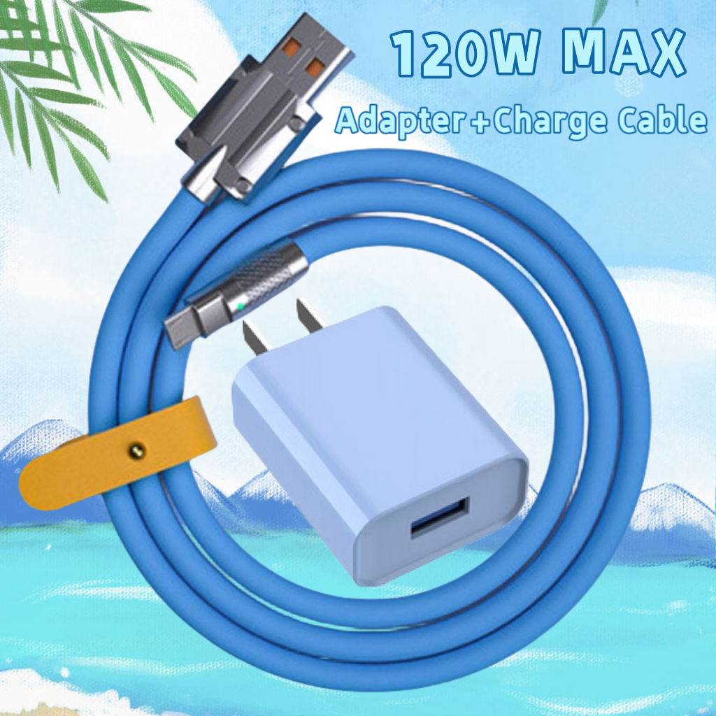 120W Super Fast Charge USB Liquid Silicone Cable Metal 6A Type C With ...