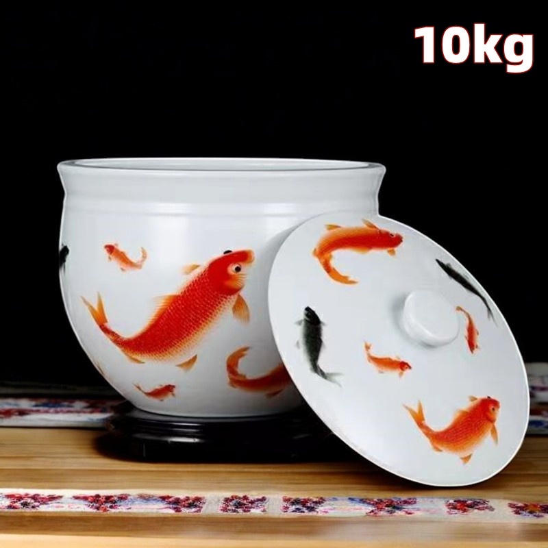 Ceramic Rice Storage Rice Vase Porcelain Rice Container Pot Container ...