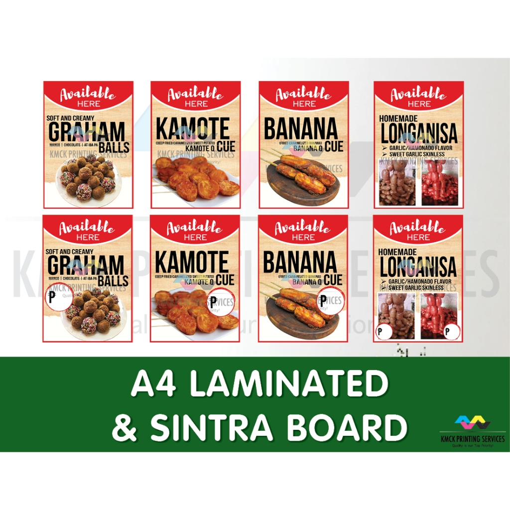 Food Signages Graham Balls, Kamote Q Cue, Banana Q Cue, Homemade ...