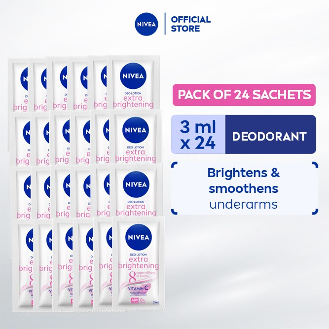 PACK OF 24 Deodorant Extra Brightening Antiperspirant Sachet, 3ml ...