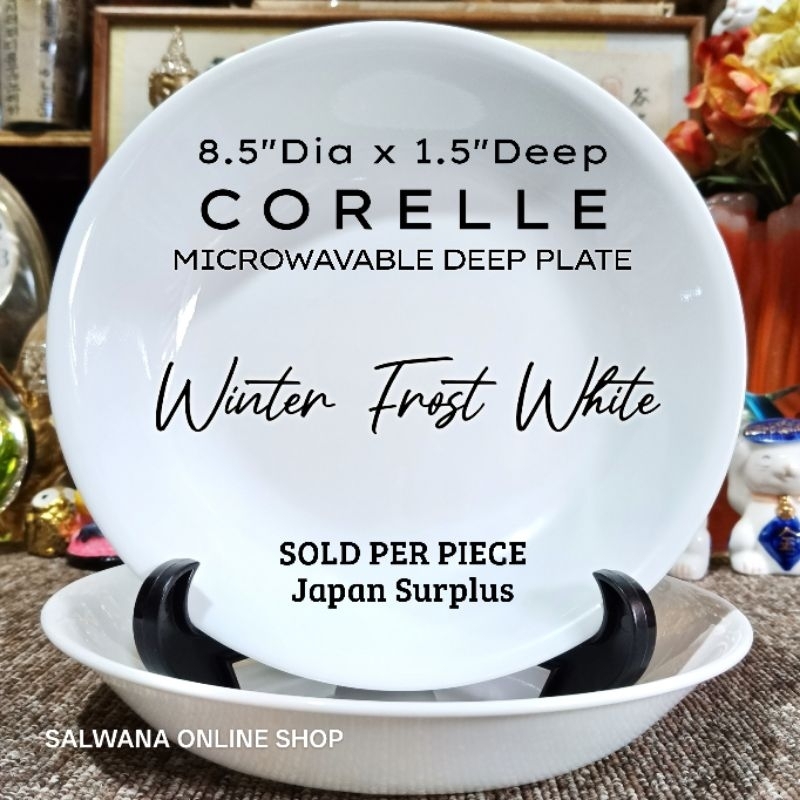 8.5" CORELLE VITRELLE USA WINTER FROST WHITE MICROWAVABLE DEEP PLATE ...