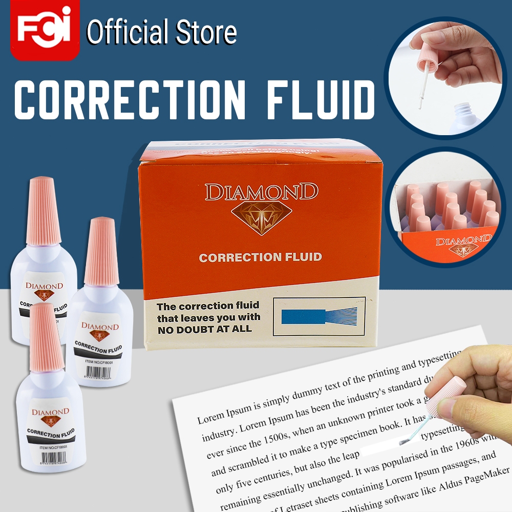 FCI Correction Fluid Liquid Base Quick Dry Fluid Non-Toxic Easy to Use ...