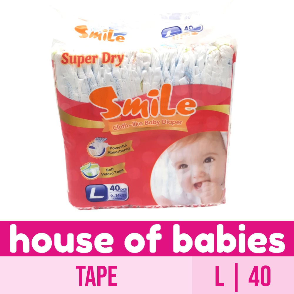 Smile Cloth-like Tape Baby Diapers Large 40 - Tape Baby Diapers ...