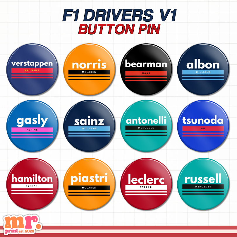 F1 DRIVERS V1 BUTTON FORMULA ONE F1 DRIVER BUTTON PIN 2 | Shopee ...