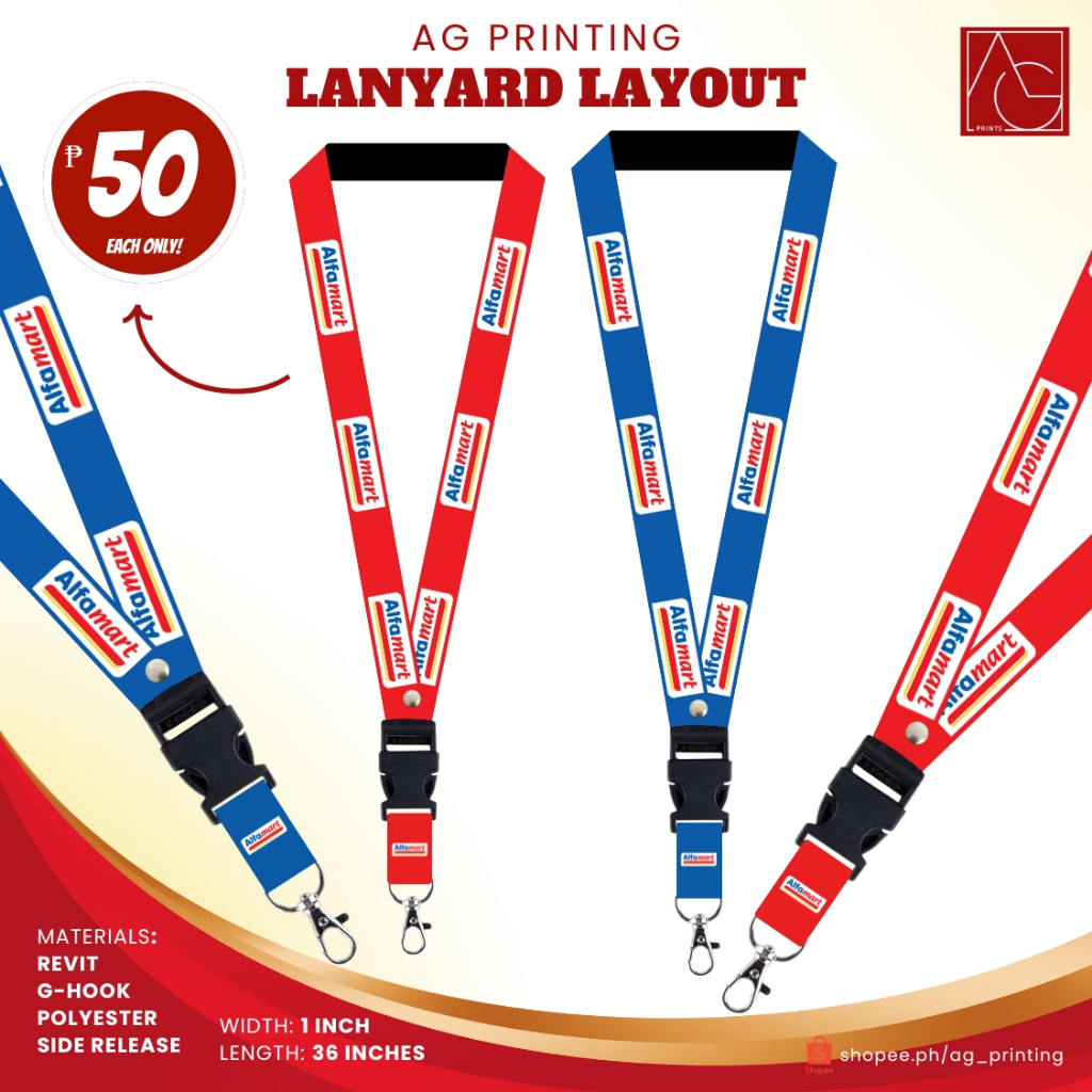 ALFAMART id lace id lanyard sling alfamart red blue lanyard | Shopee ...