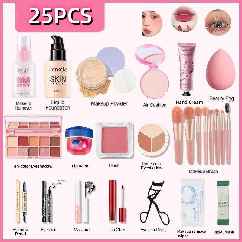 12/25Pcs Makeup Set Liquid Foundation+Set Up Spray+Concealer+Eyeshadow ...