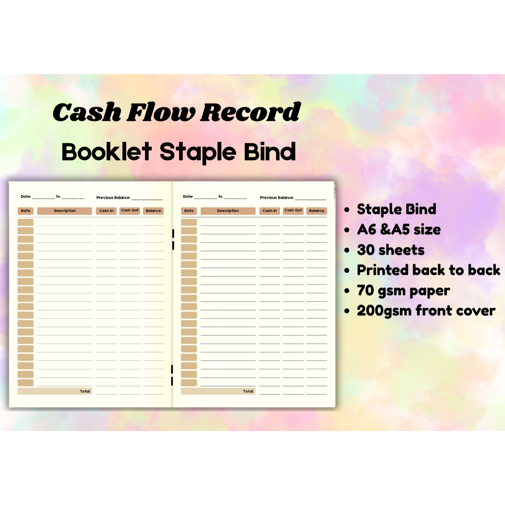 Cash Flow Log Notebook Daily Cash Flow Record Booklet A5 size | Shopee ...