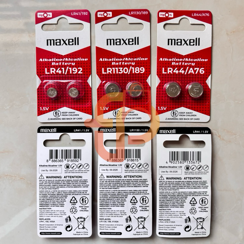 Maxell Original Battery LR44/A76 LR1130/189 LR41/192 Alkaline Battery 1.5v Set of 2 | Shopee ...