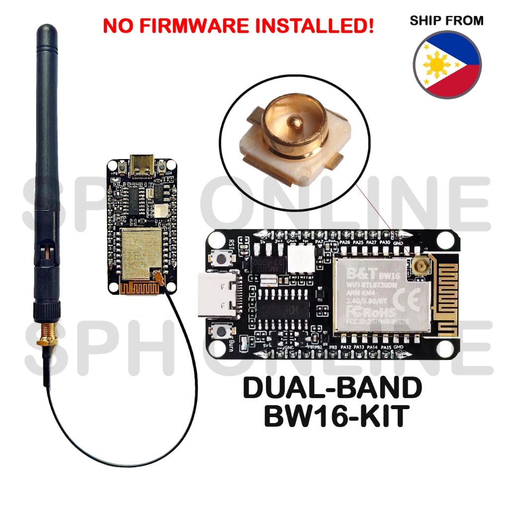 RTL8720DN BW16-KIT 2.4/5GHZ Module Kit with uFL & Antenna (NO FIRMWARE ...