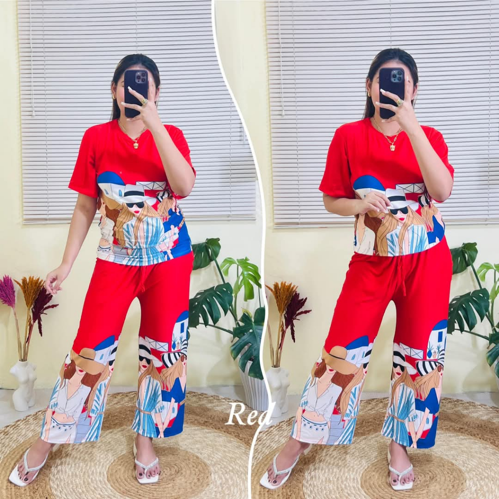 BUY 1 GET 2 TERNO WIDE LEG SQUAREPANTS TAO-TAO PRINT | Shopee Philippines