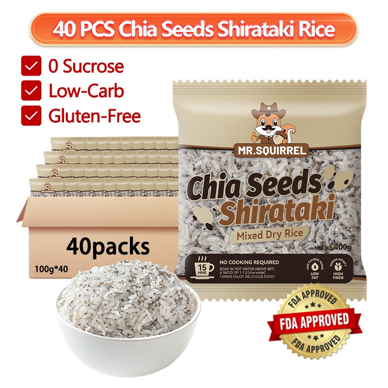 Mr Squirrel 40PCS Chia Seeds Shirataki Dried Rice 1kg Original Keto/Low ...