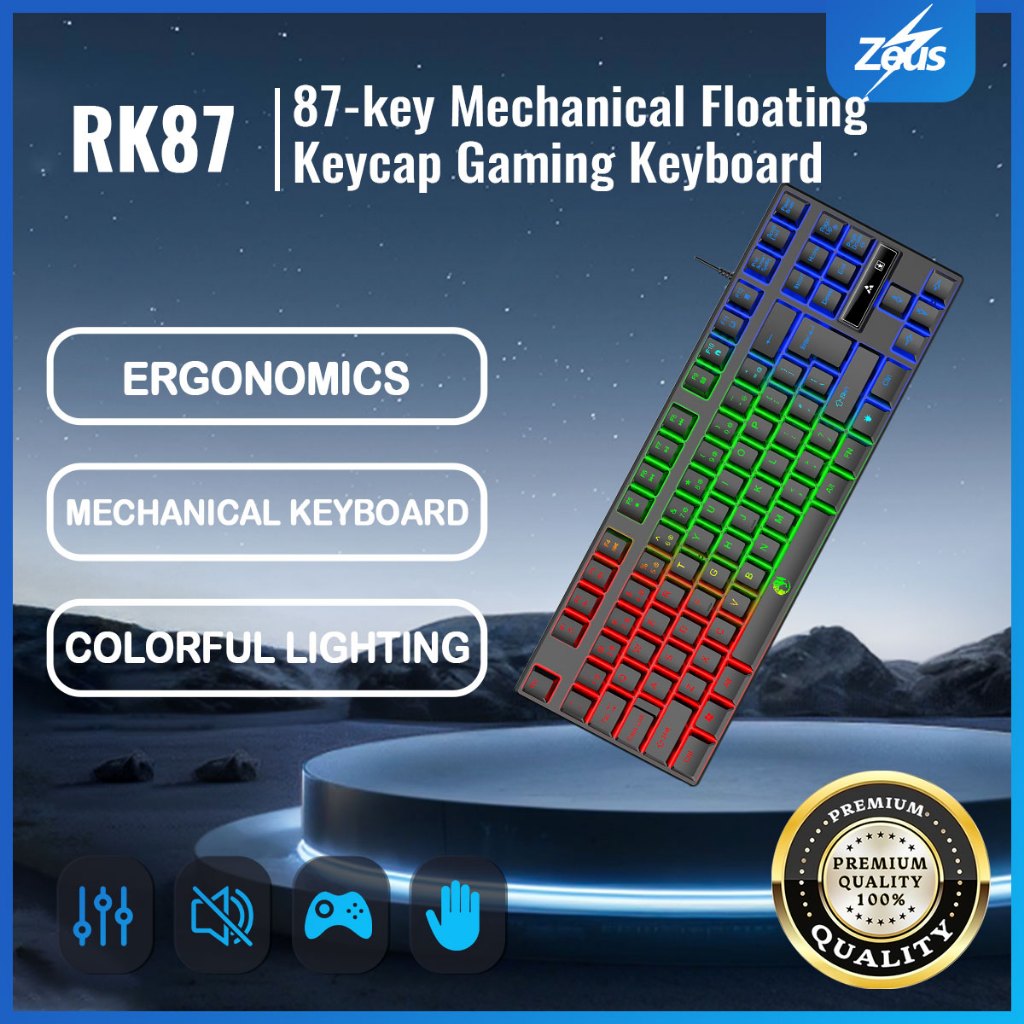 Zeus x Raiku RK-87 87-key wired gaming keyboard membrane type multi ...
