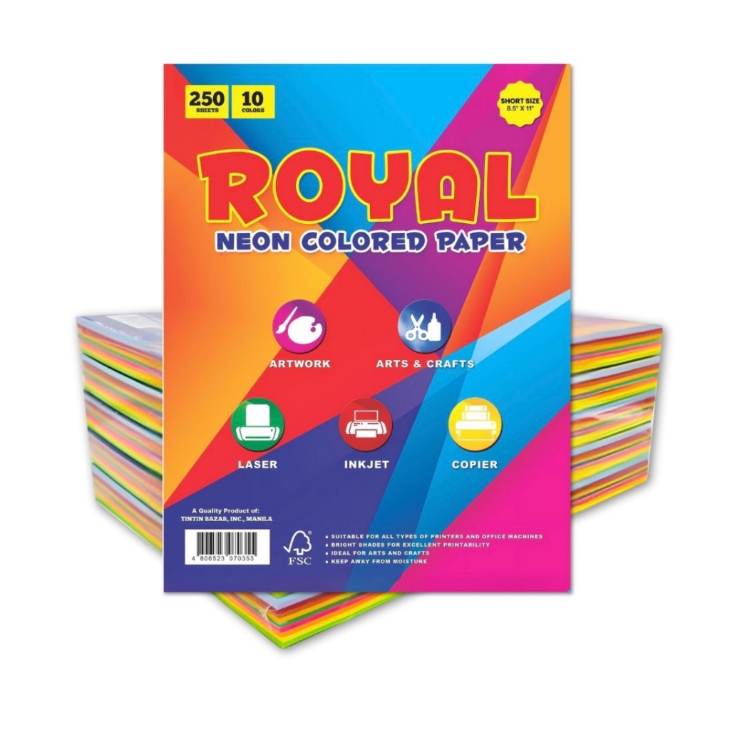 ROYAL Neon Colored Paper Assorted Colors 250 Sheets | Shopee Philippines