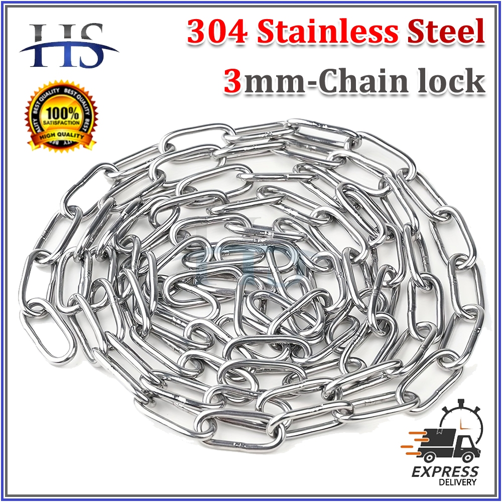 HS 3mm Heavy Duty Steel Chain Kadena Galvanized Sliver Chain for ...
