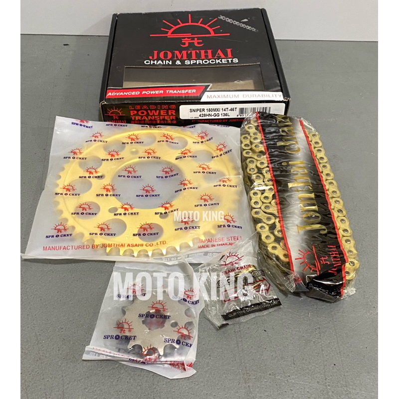 JOMTHAI ( JT SUN ) SPROCKET SET SNIPER 150MXi 14T-46T 428HN-GG 136L ...